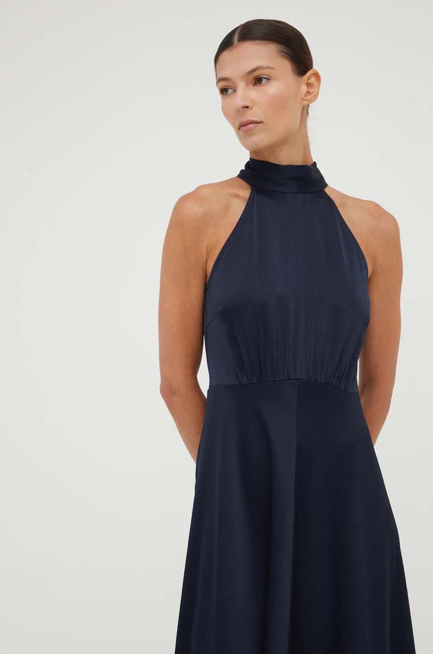 Samsoe Samsoe sukienka Rheo kolor granatowy maxi rozkloszowana ...