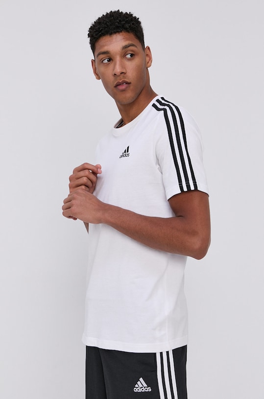 adidas T-shirt GL3733 męski kolor biały z aplikacją | Answear.com