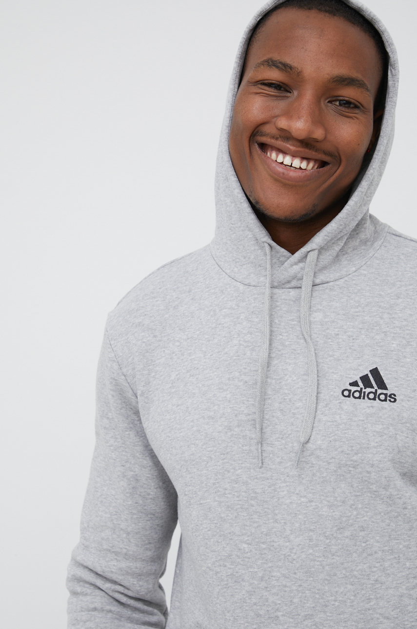 adidas bluza Essentials męska kolor szary z kapturem z aplikacją H12213 ...