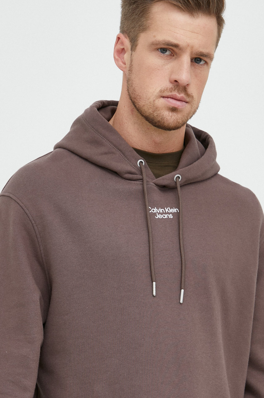 Bavlněná mikina Calvin Klein Jeans, barva cihlová | ANSWEAR.cz