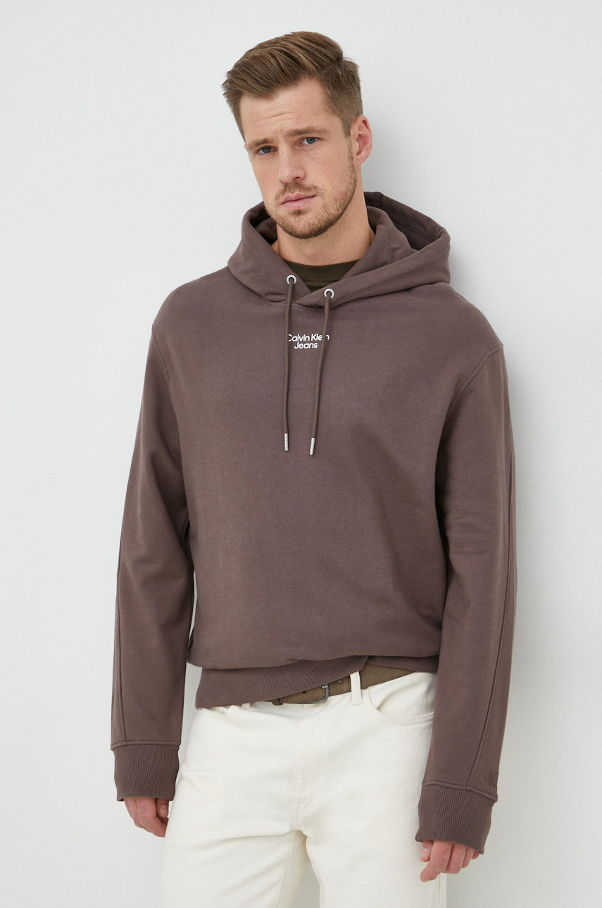 Bavlněná mikina Calvin Klein Jeans, barva cihlová | ANSWEAR.cz