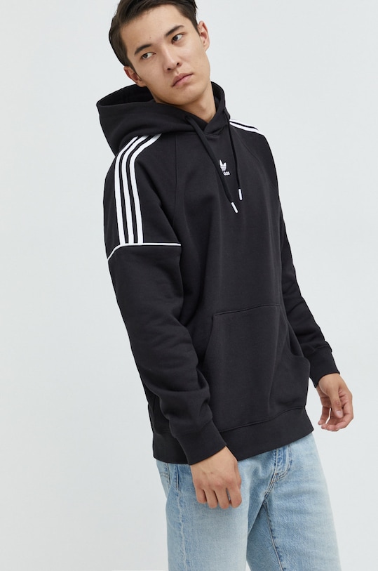 Bavlnená mikina adidas Originals HK7309-BLACK, pánska, čierna farba, s ...