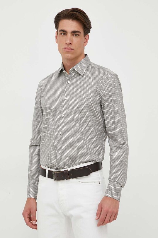 BOSS ing férfi, galléros, zöld, slim | ANSWEAR.hu