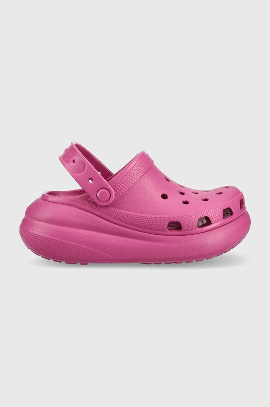 Crocs papuci Classic Crush Clog femei, culoarea roz, cu platforma ...
