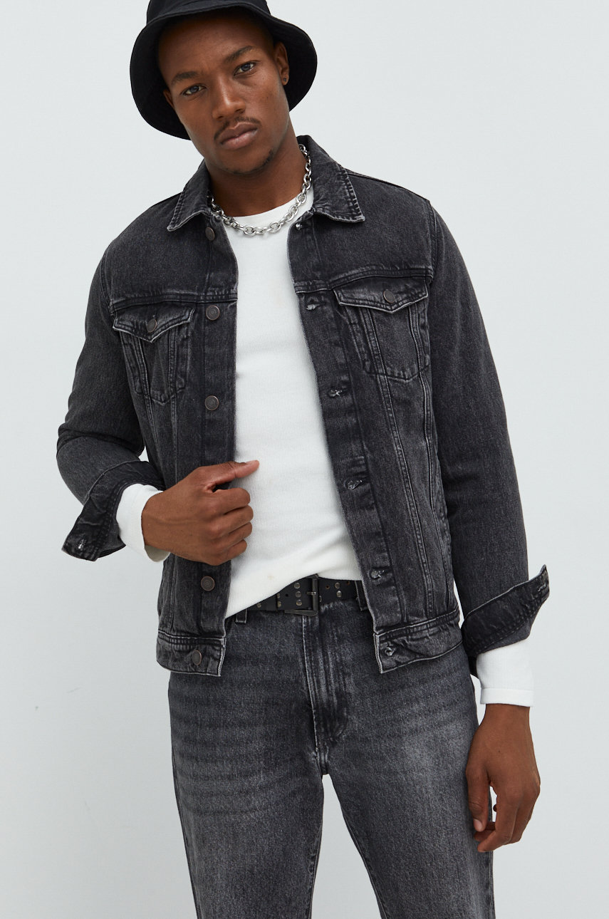 Jack & Jones kurtka jeansowa, męska kolor szary przejściowa | Answear.com