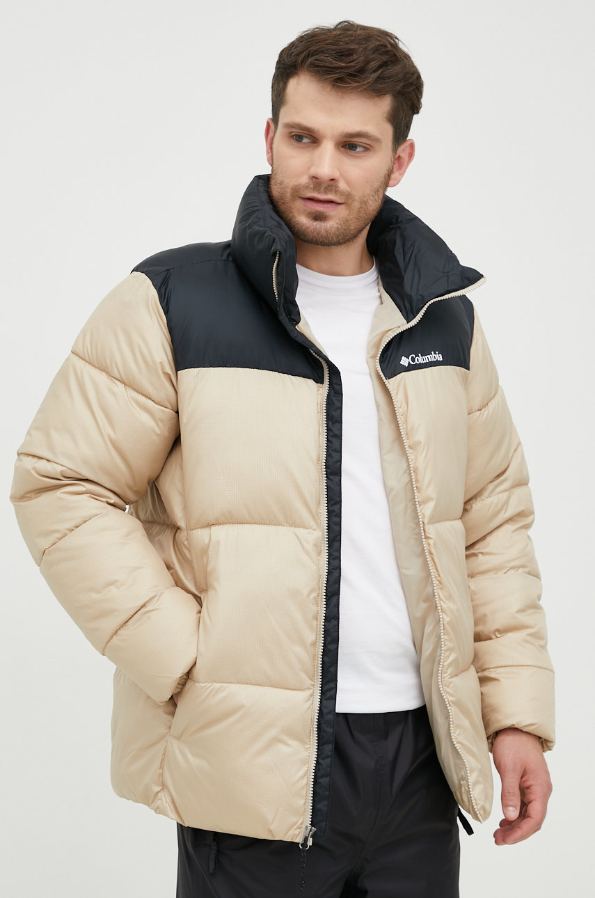 Bunda Columbia M Puffect II Jacket pánska, béžová farba, zimná, 2025821 ...