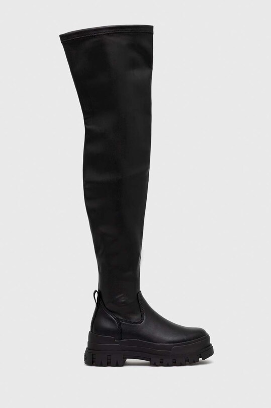 Buffalo cizme Aspha Stretch Overknee femei, culoarea negru, cu ...