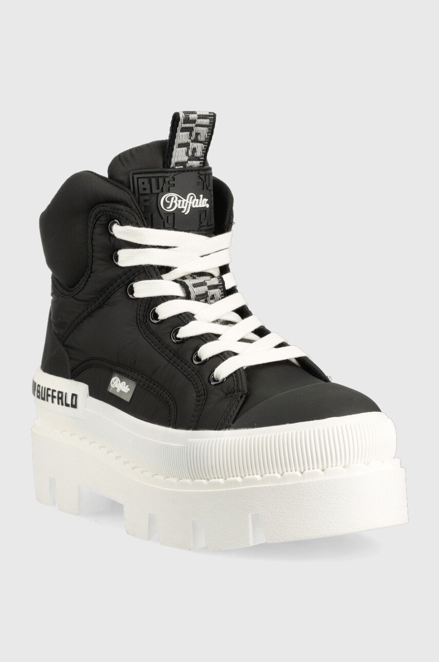 Buffalo buty Raven Laceup Mid damskie kolor czarny na platformie ...