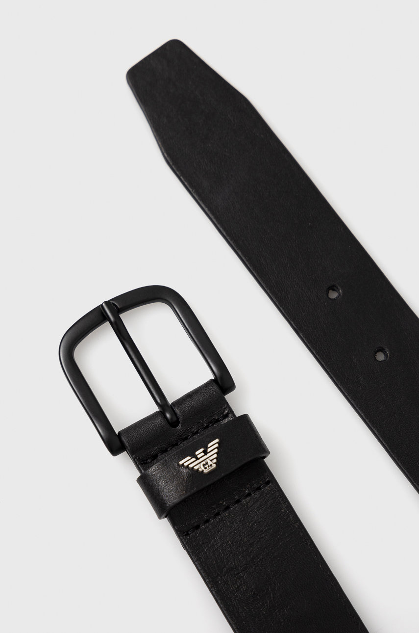 Kožený opasok Emporio Armani pánsky, čierna farba | ANSWEAR.sk