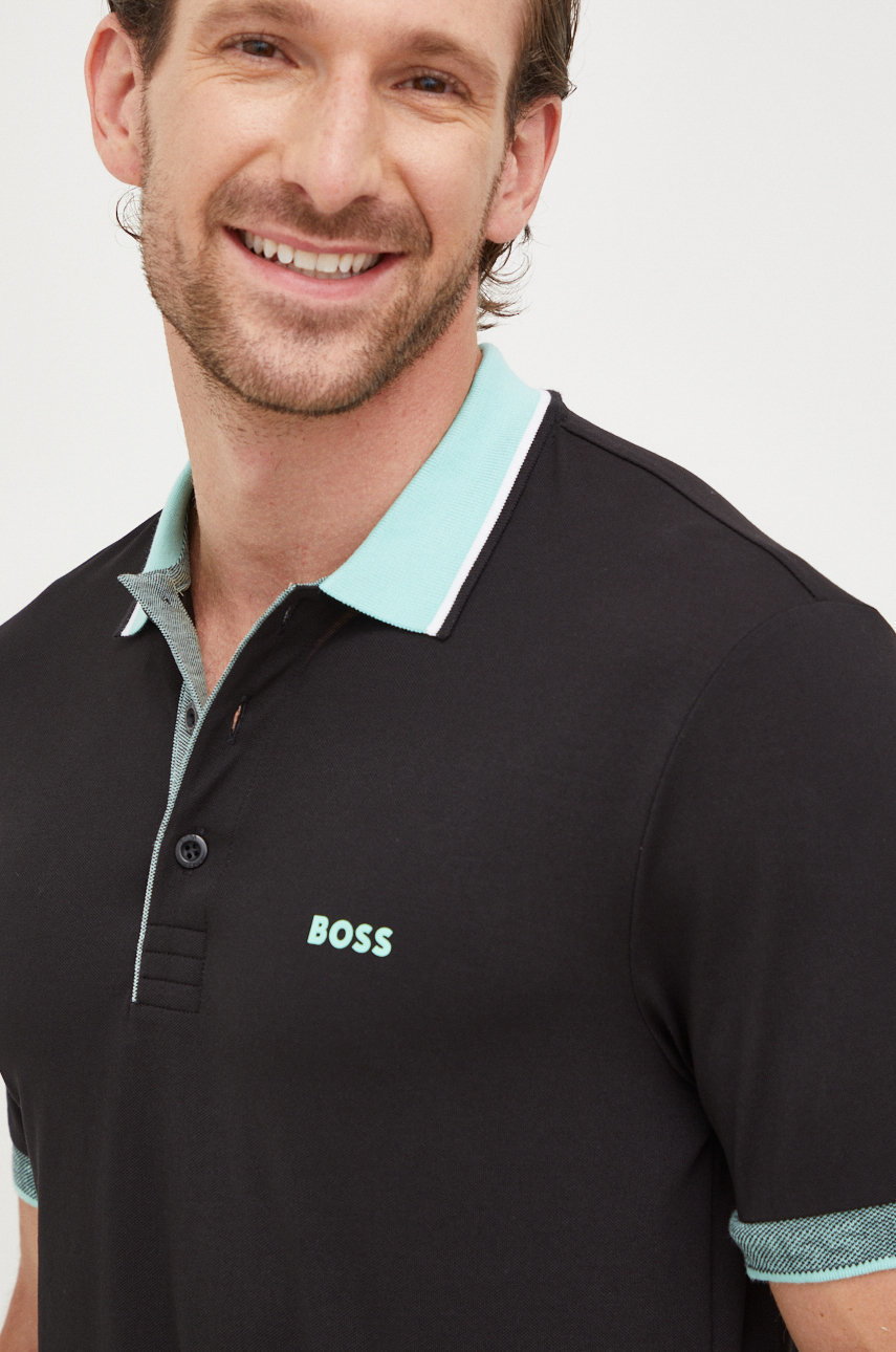 Поло BOSS Boss Athleisure чоловіче колір чорний візерунок | ANSWEAR.ua