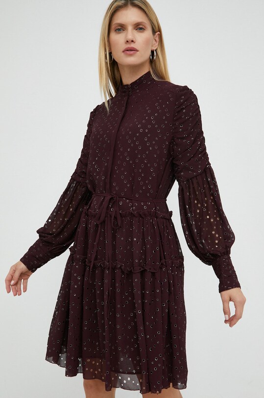 Bruuns Bazaar rochie Angelonia Adala culoarea bordo, mini, evazati ...