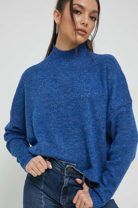 Only sweter damski kolor niebieski z półgolfem | Answear.com