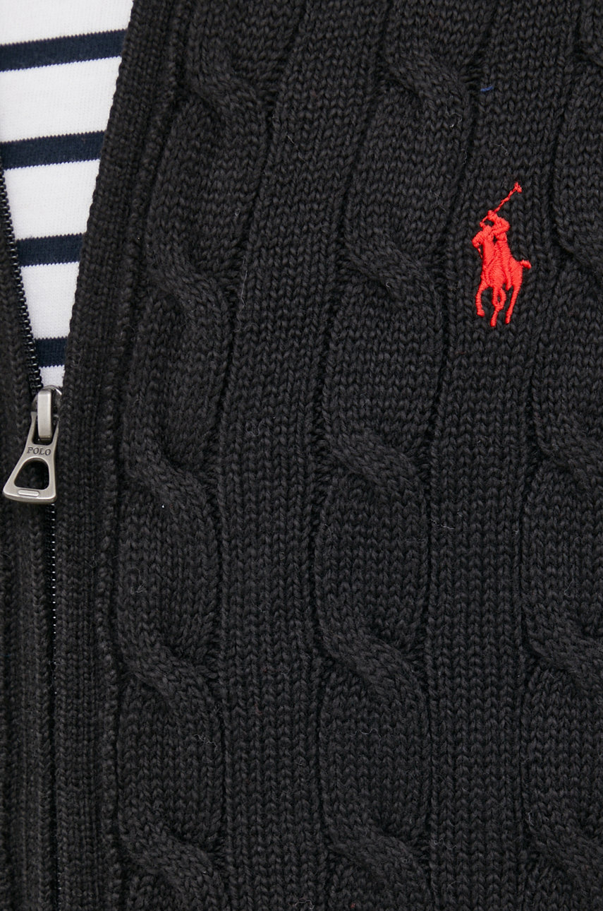 Bavlněný kardigan Polo Ralph Lauren pánský, černá barva | ANSWEAR.cz