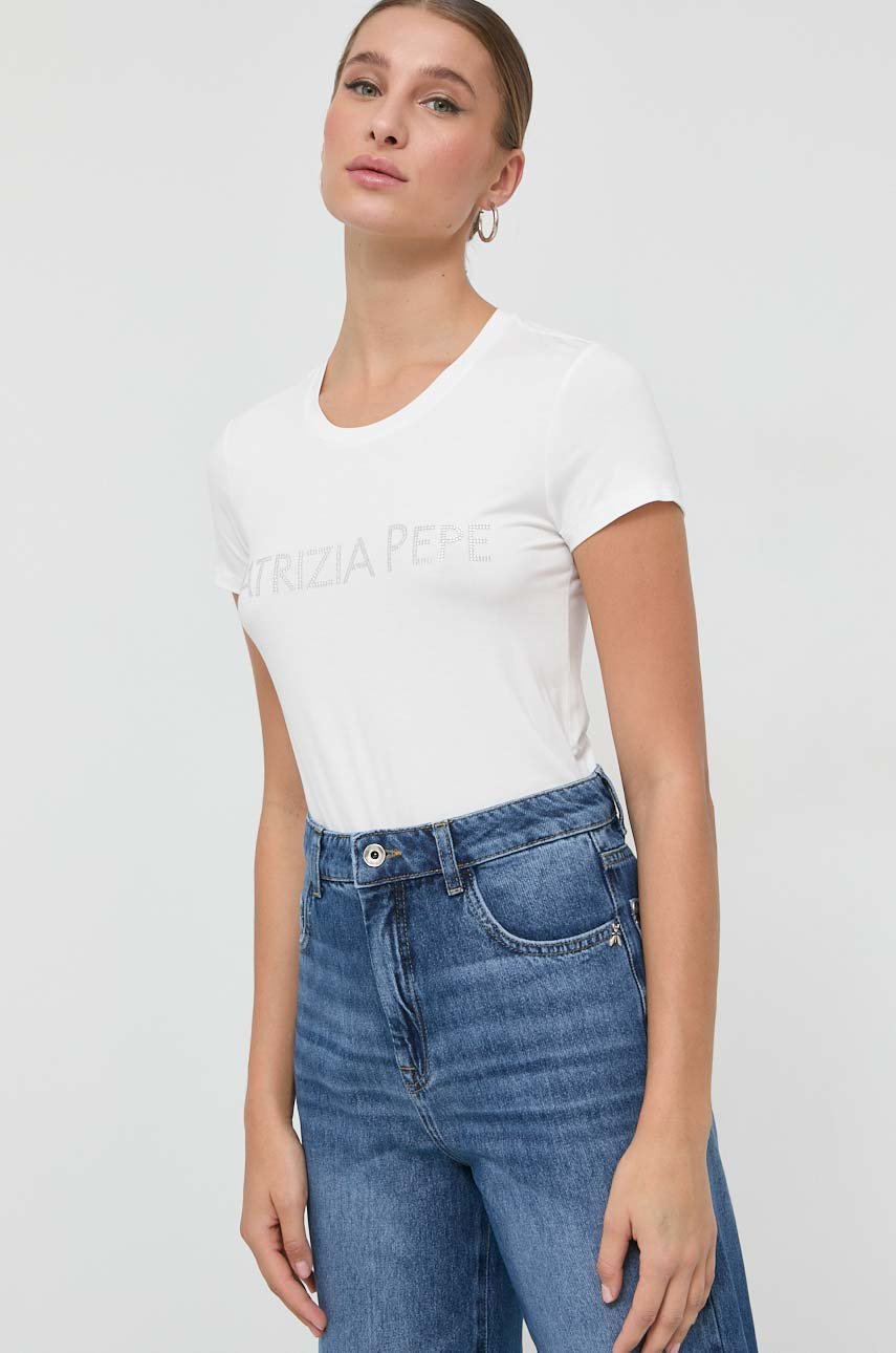 Patrizia Pepe t-shirt damski kolor biały | Answear.com