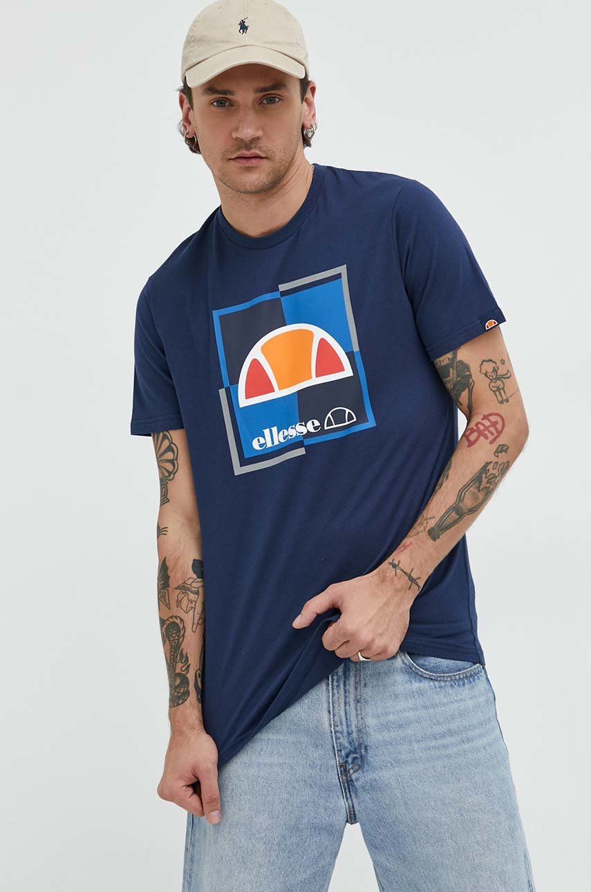 Хлопковая футболка Ellesse цвет синий с принтом | ANSWEAR.ua