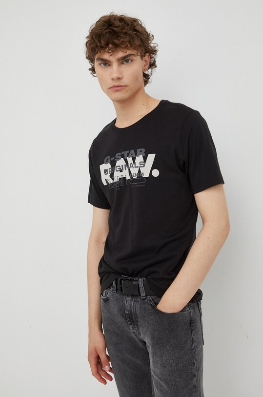 Хлопковая футболка G-Star Raw цвет чёрный с принтом | ANSWEAR.ua