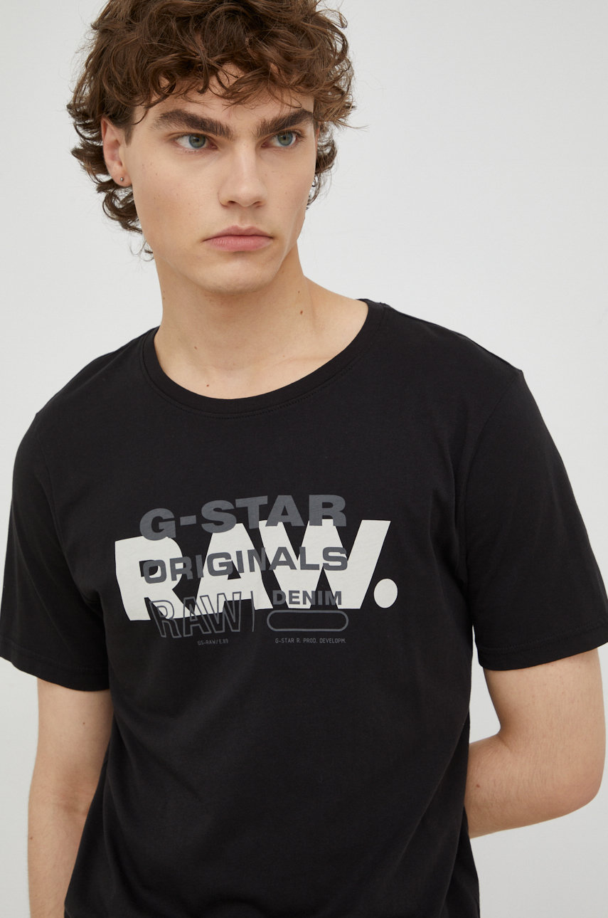 Хлопковая футболка G-Star Raw цвет чёрный с принтом | ANSWEAR.ua