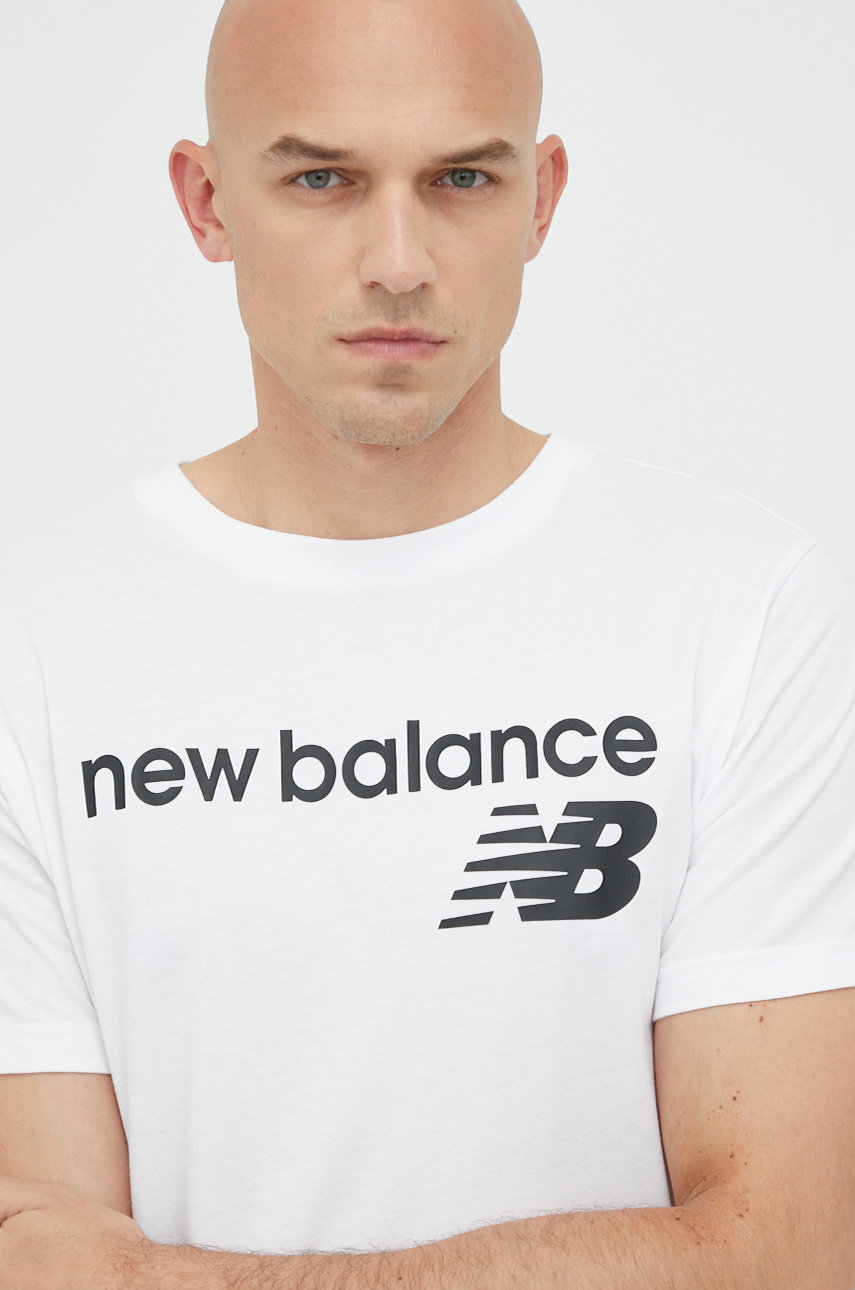 New Balance t-shirt męski kolor biały z nadrukiem MT03905WT-5WT ...