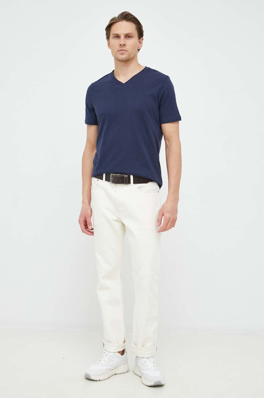Gap T Shirt Bawełniany Kolor Granatowy Gładki