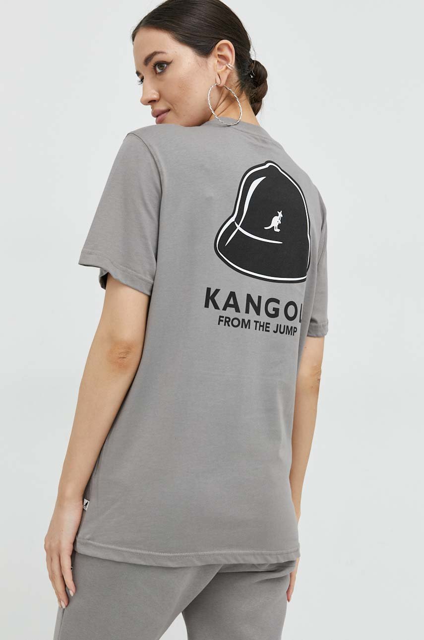 Kangol t-shirt bawełniany kolor szary z nadrukiem | Answear.com