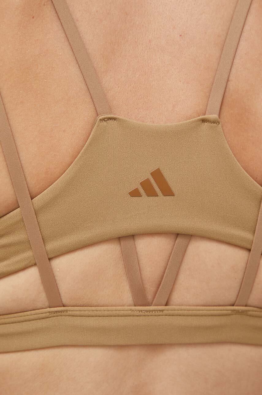 adidas Performance biustonosz do jogi kolor beżowy gładki | Answear.com
