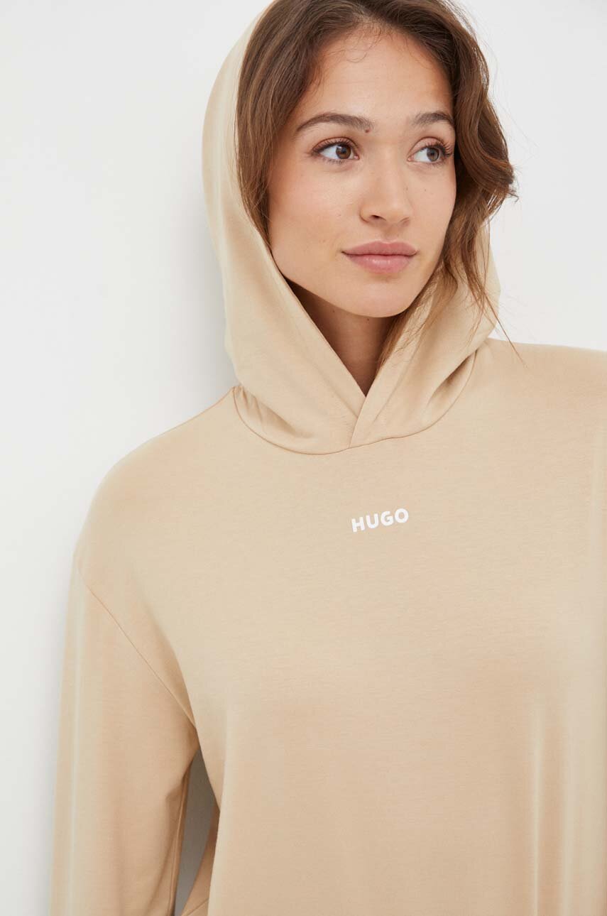 HUGO bluza lounge kolor beżowy z kapturem 50490594 | Answear.com