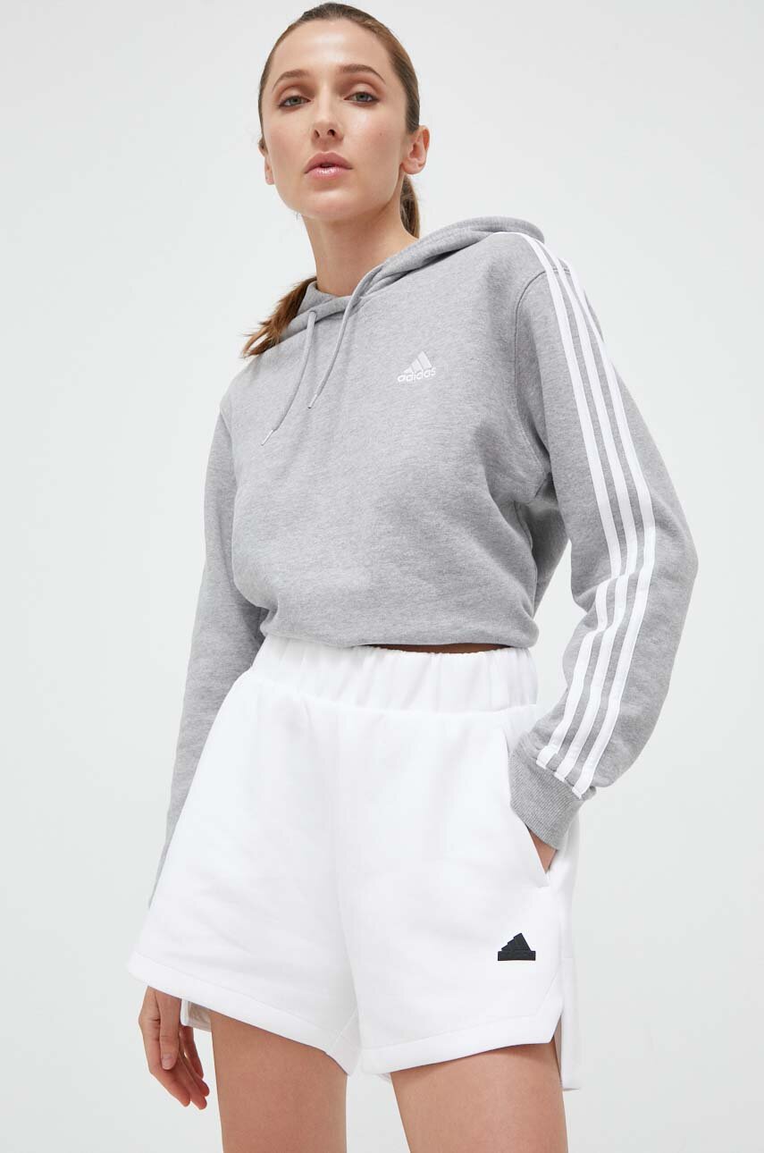 adidas bluza bawełniana Essentials damska kolor szary z kapturem ...