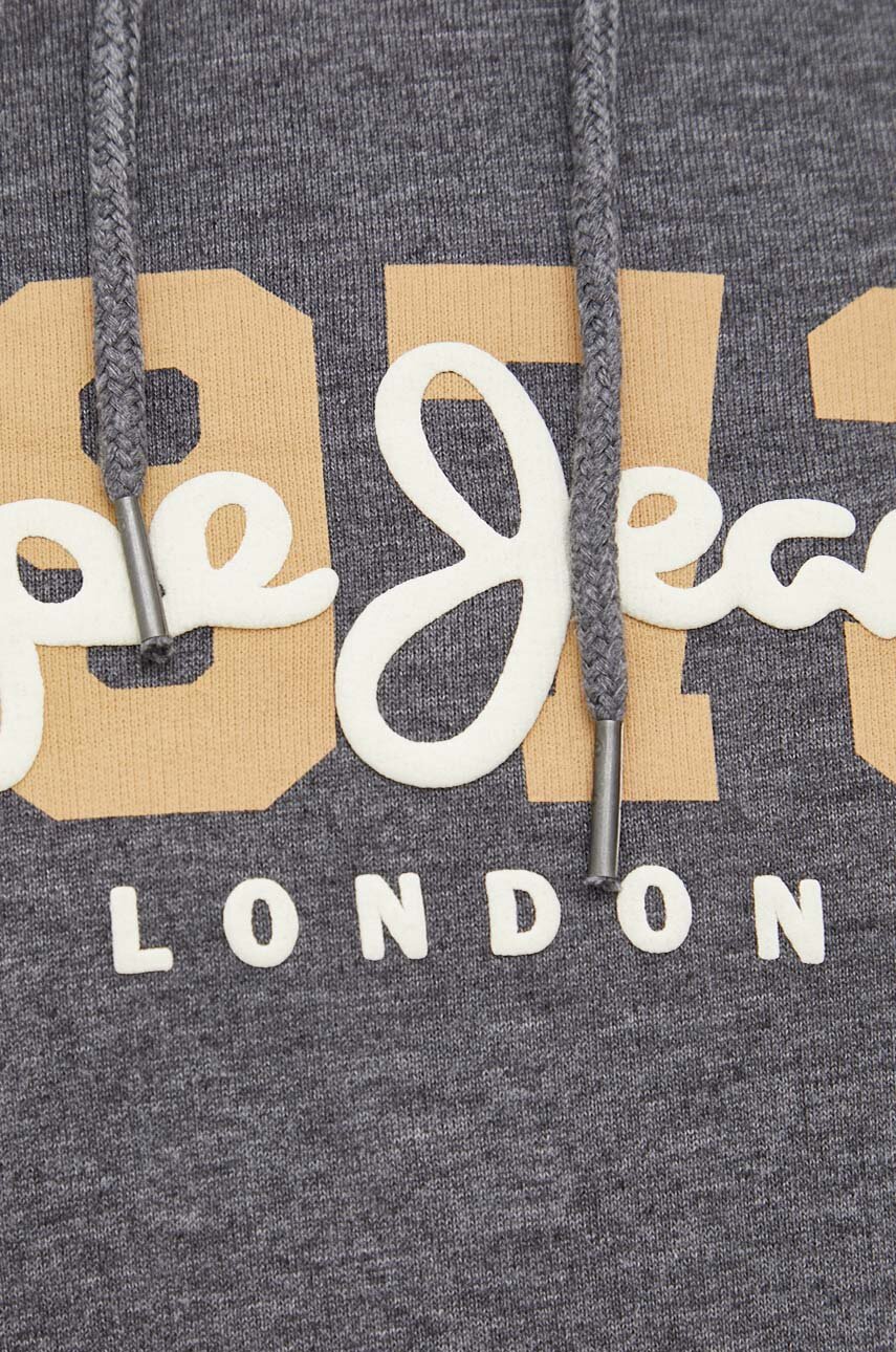 Pepe Jeans bluza Meier męska kolor szary z kapturem z nadrukiem ...