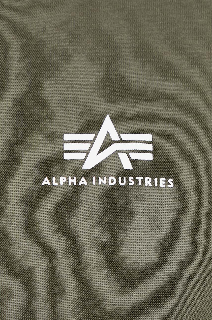 Кофта Alpha Industries чоловіча колір зелений з капюшоном однотонна ...