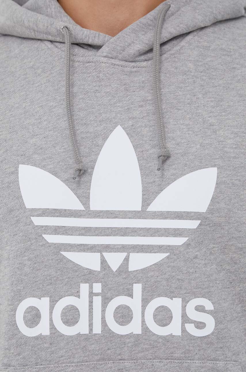 adidas Originals bluza bawełniana męska kolor szary z kapturem ...