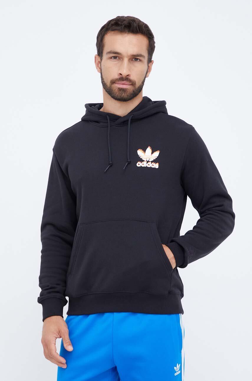 adidas Originals bluza bawełniana męska kolor czarny z kapturem z ...