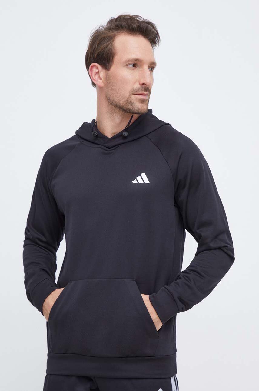 adidas Performance bluza treningowa kolor czarny z kapturem gładka ...