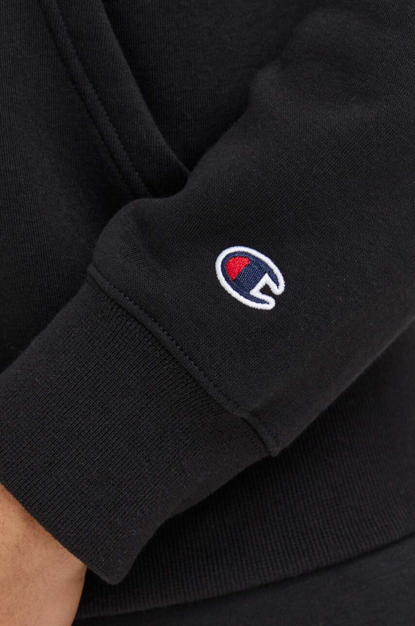 Mikina Champion pánska, čierna farba, s kapucňou, jednofarebná | ANSWEAR.sk