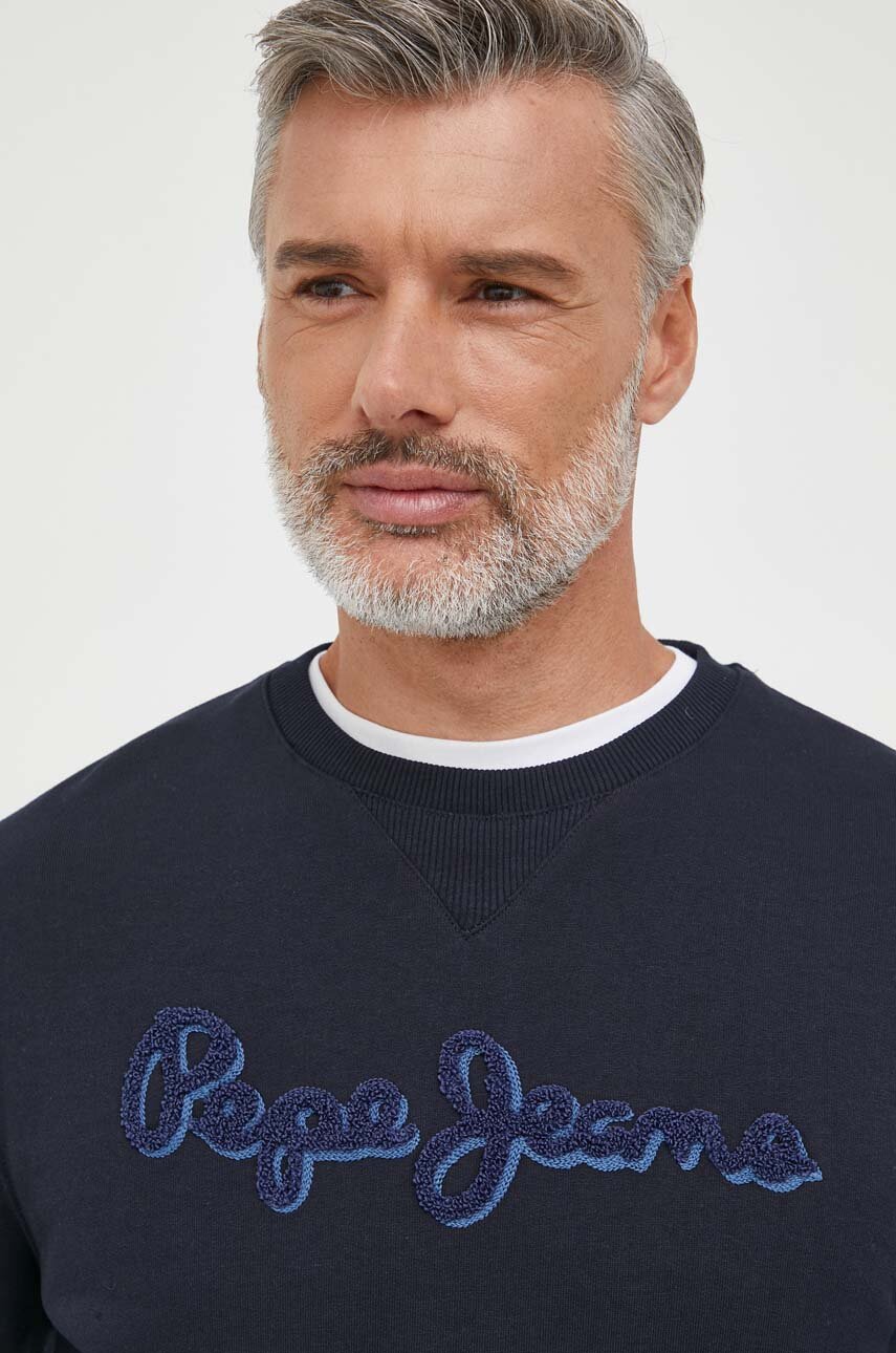 Pepe Jeans bluza bawełniana Ryan męska kolor granatowy z aplikacją ...