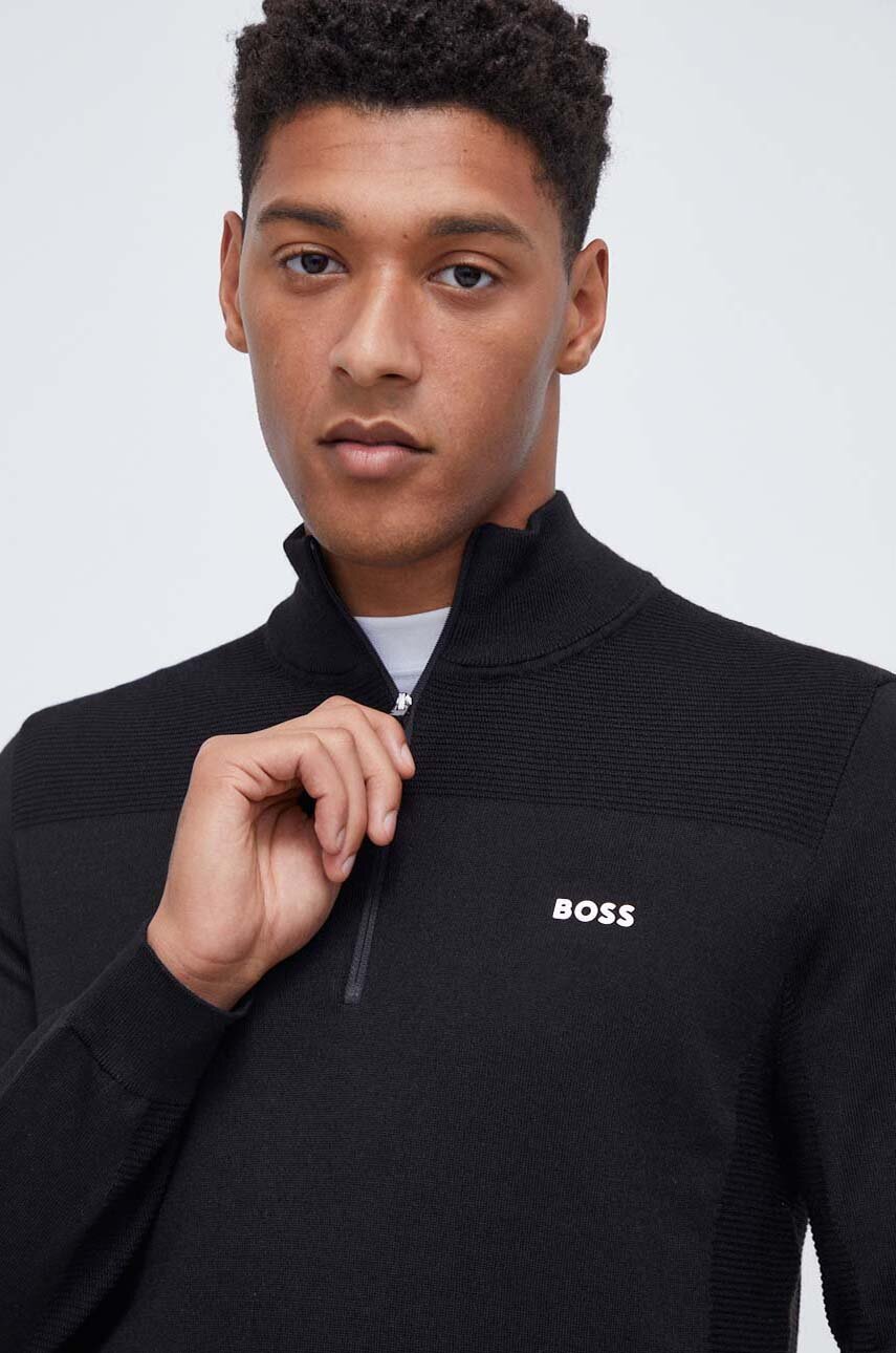 Boss Green sweter z domieszką wełny BOSS GREEN męski kolor czarny lekki ...