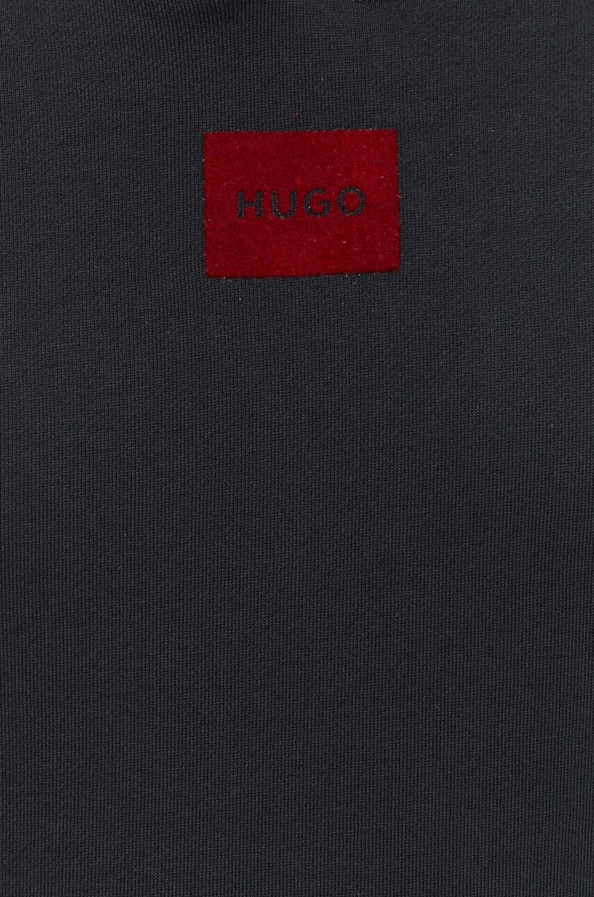 Pamučna dukserica HUGO za muškarce, boja: crna, s kapuljačom, s ...