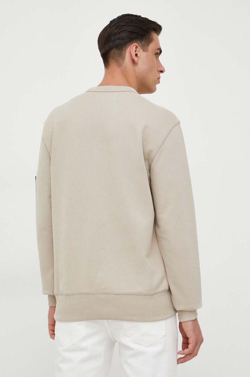 Бавовняна кофта Calvin Klein Jeans чоловіча колір бежевий однотонна