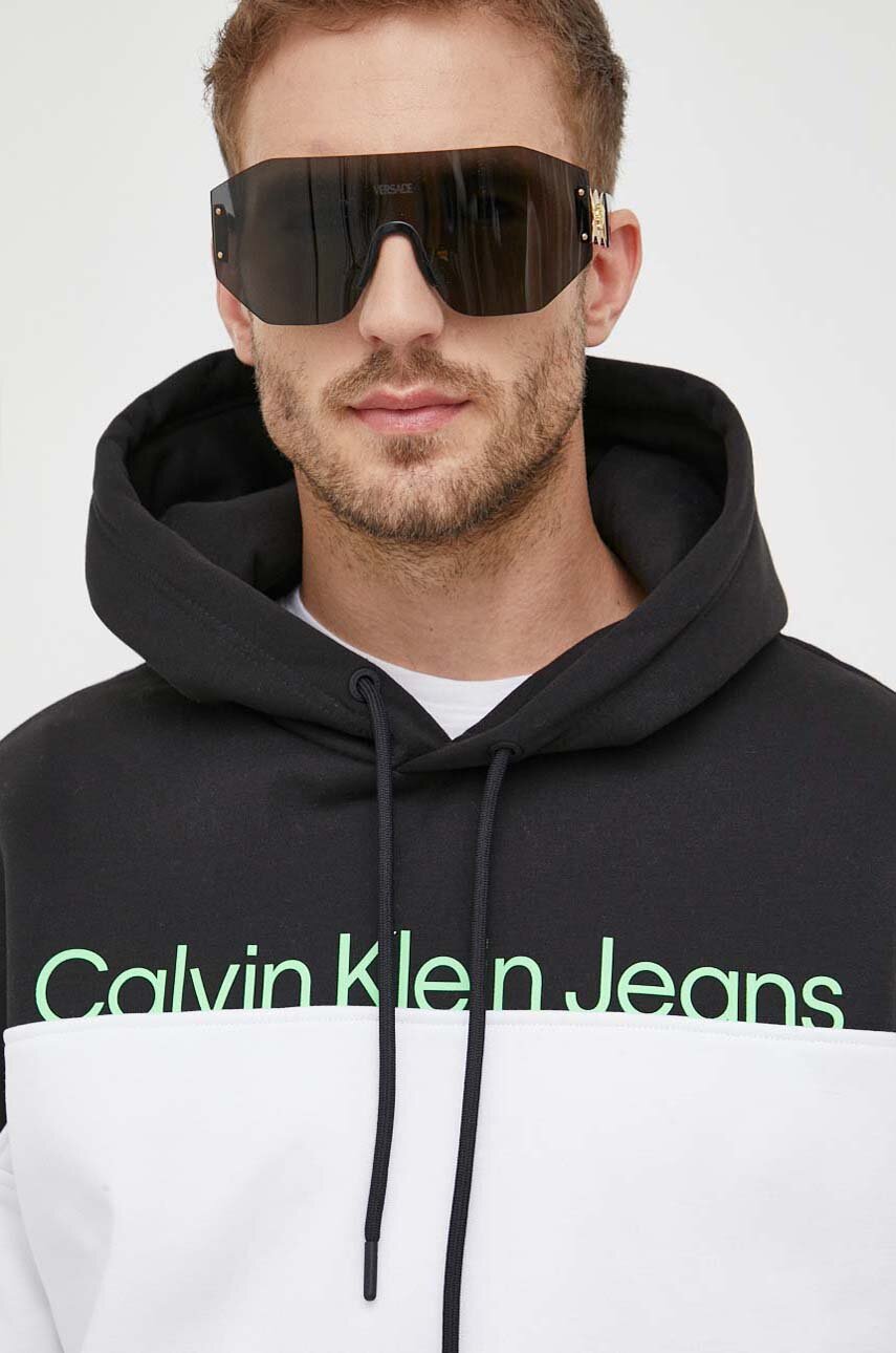Кофта Calvin Klein Jeans мужская цвет белый с капюшоном узор | ANSWEAR.ua