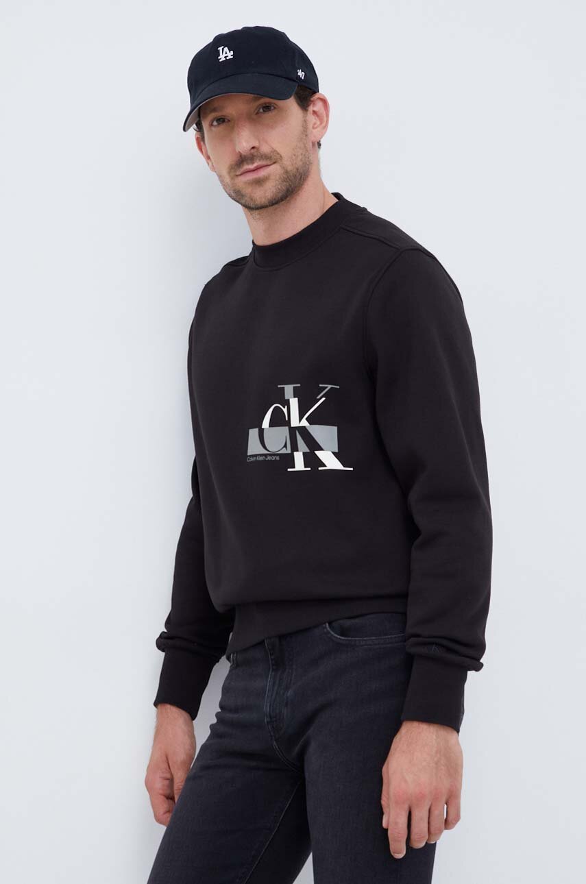 Кофта Calvin Klein Jeans мужская цвет чёрный с принтом | ANSWEAR.ua