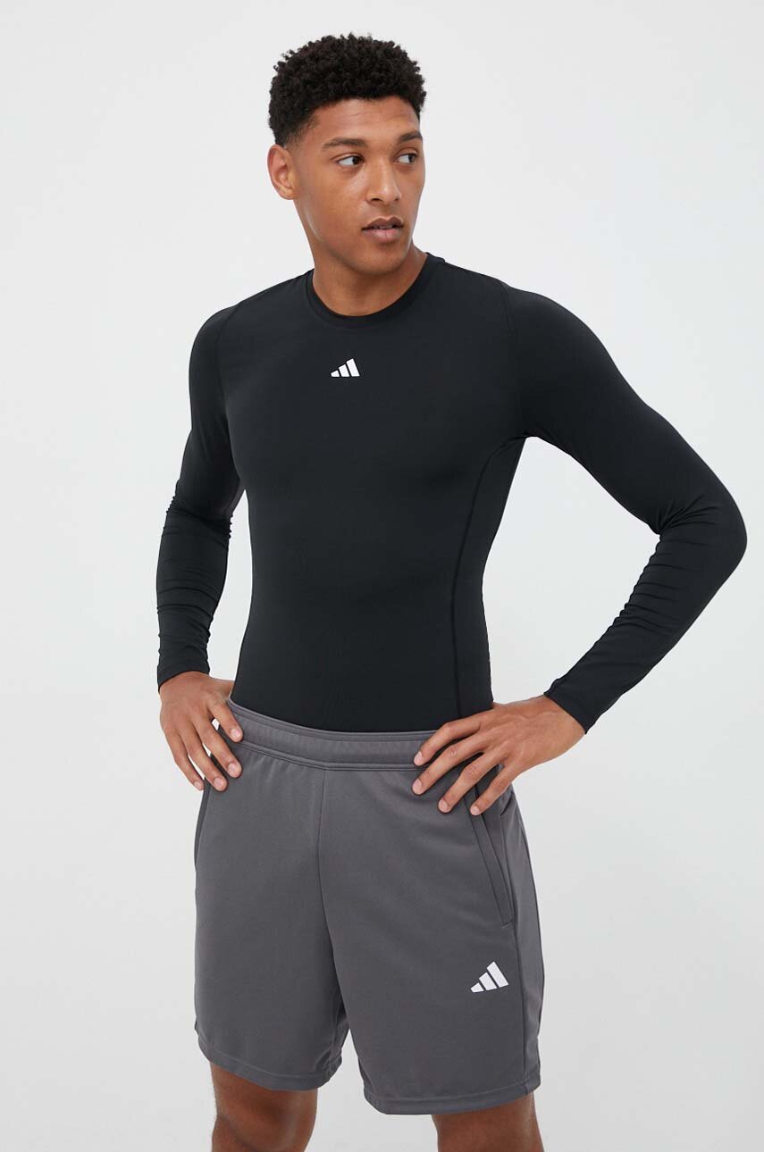 adidas Performance longsleeve treningowy Techfit kolor czarny gładki ...