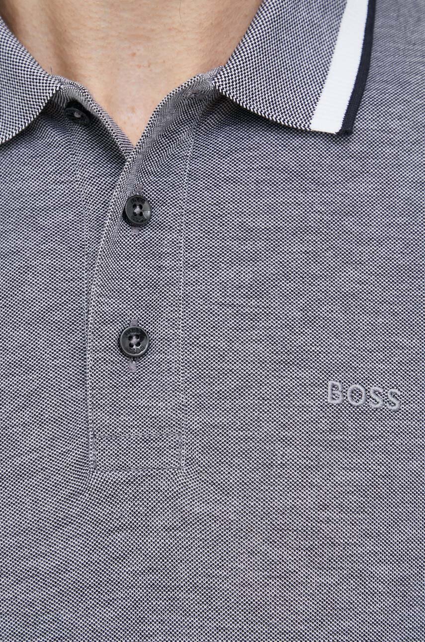 Βαμβακερή μπλούζα με μακριά μανίκια BOSS χρώμα: γκρι | ANSWEAR.gr