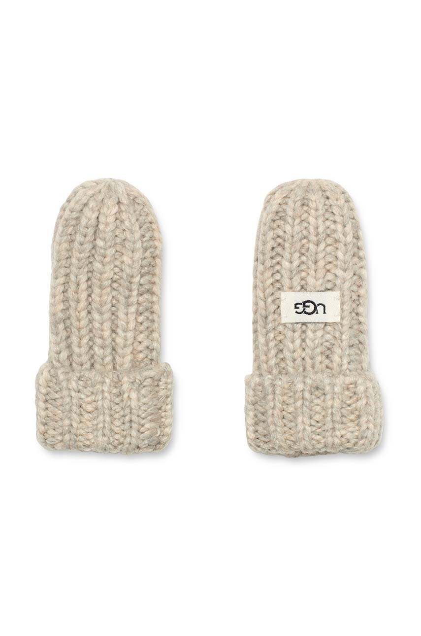 Dječja kapa i rukavice UGG boja: siva, od debelog pletiva | ANSWEAR.hr