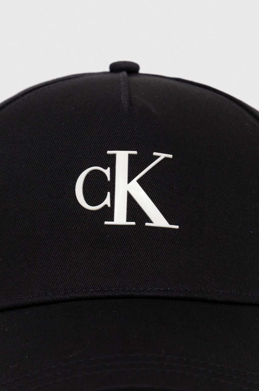 Бавовняна бейсболка Calvin Klein Jeans колір чорний з аплікацією