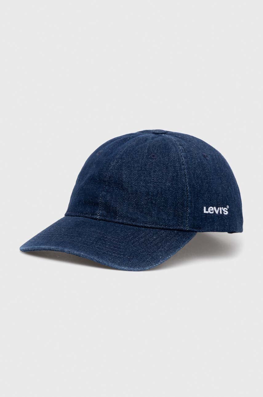 Levi's czapka z daszkiem bawełniana kolor niebieski gładka | Answear.com
