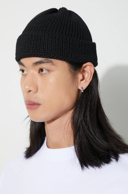 Universal Works wool beanie Short Watch Cap black color 29351 at PRM US