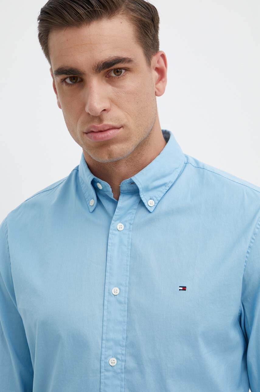 Tommy Hilfiger koszula bawełniana męska kolor niebieski regular z ...