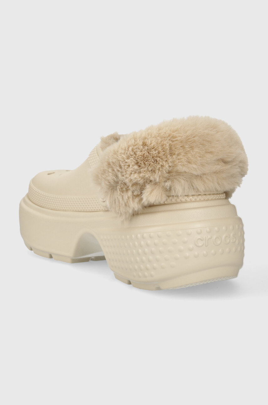 Crocs klapki Stomp Lined Clog damskie kolor beżowy na platformie 208546 ...