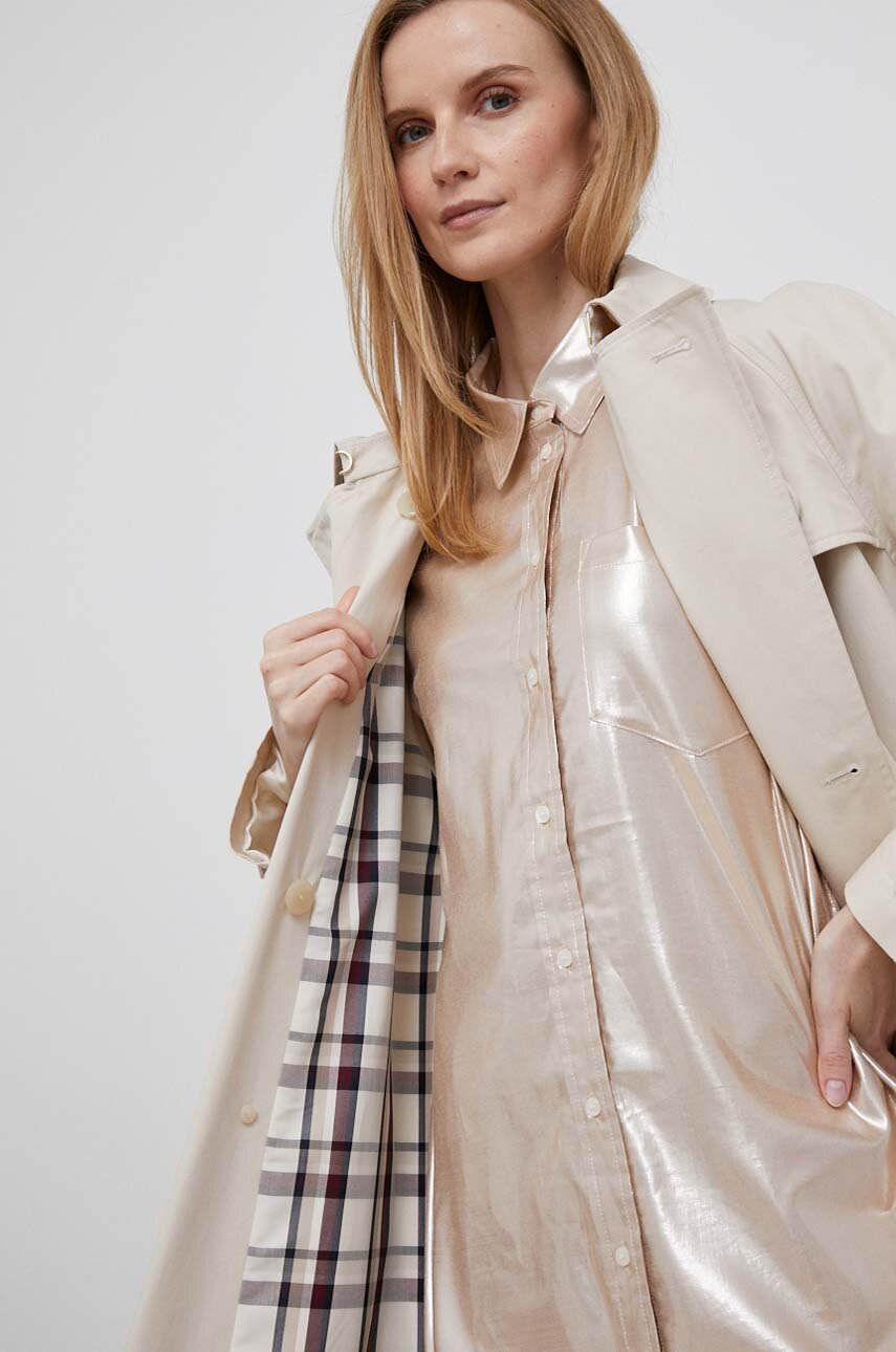 Βαμβακερή καμπαρντίνα Tommy Hilfiger χρώμα: μπεζ | ANSWEAR.gr