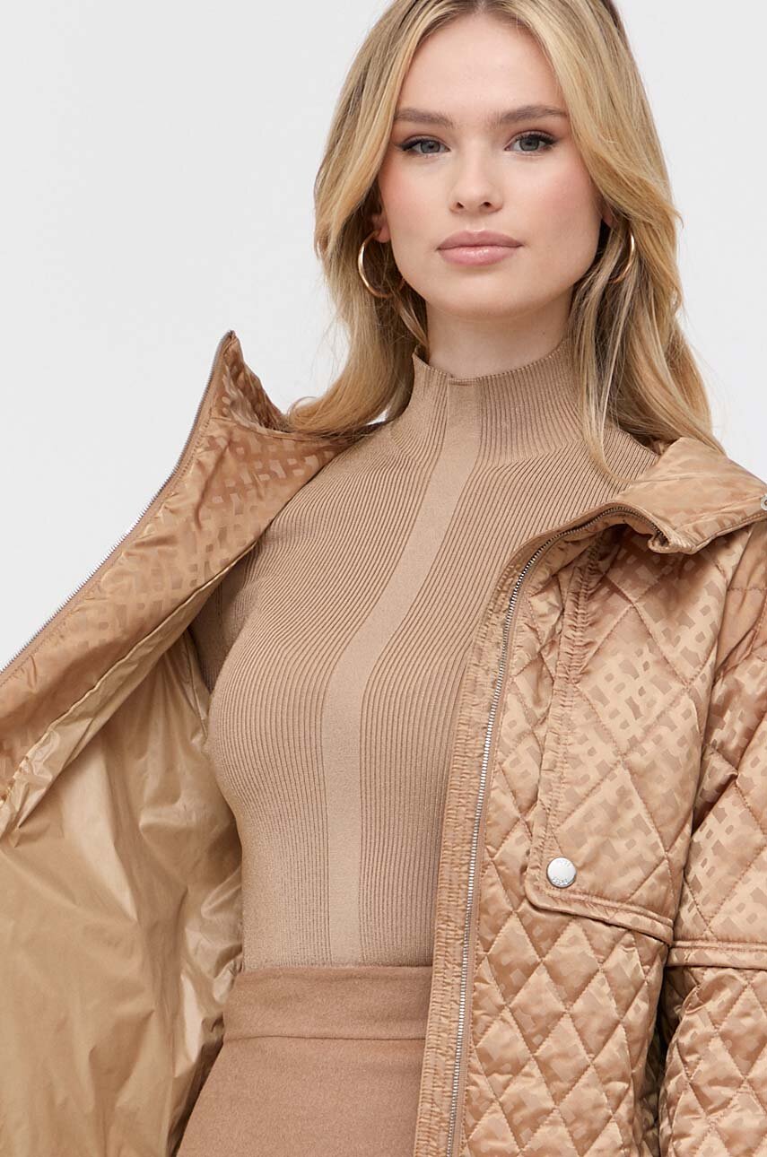 BOSS kurtka damska kolor beżowy przejściowa oversize | Answear.com