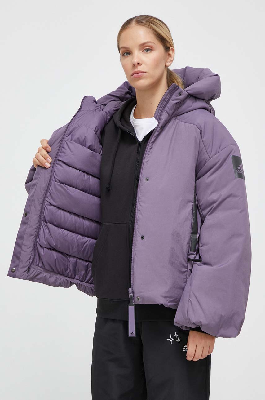 adidas kurtka puchowa damska kolor fioletowy zimowa | Answear.com
